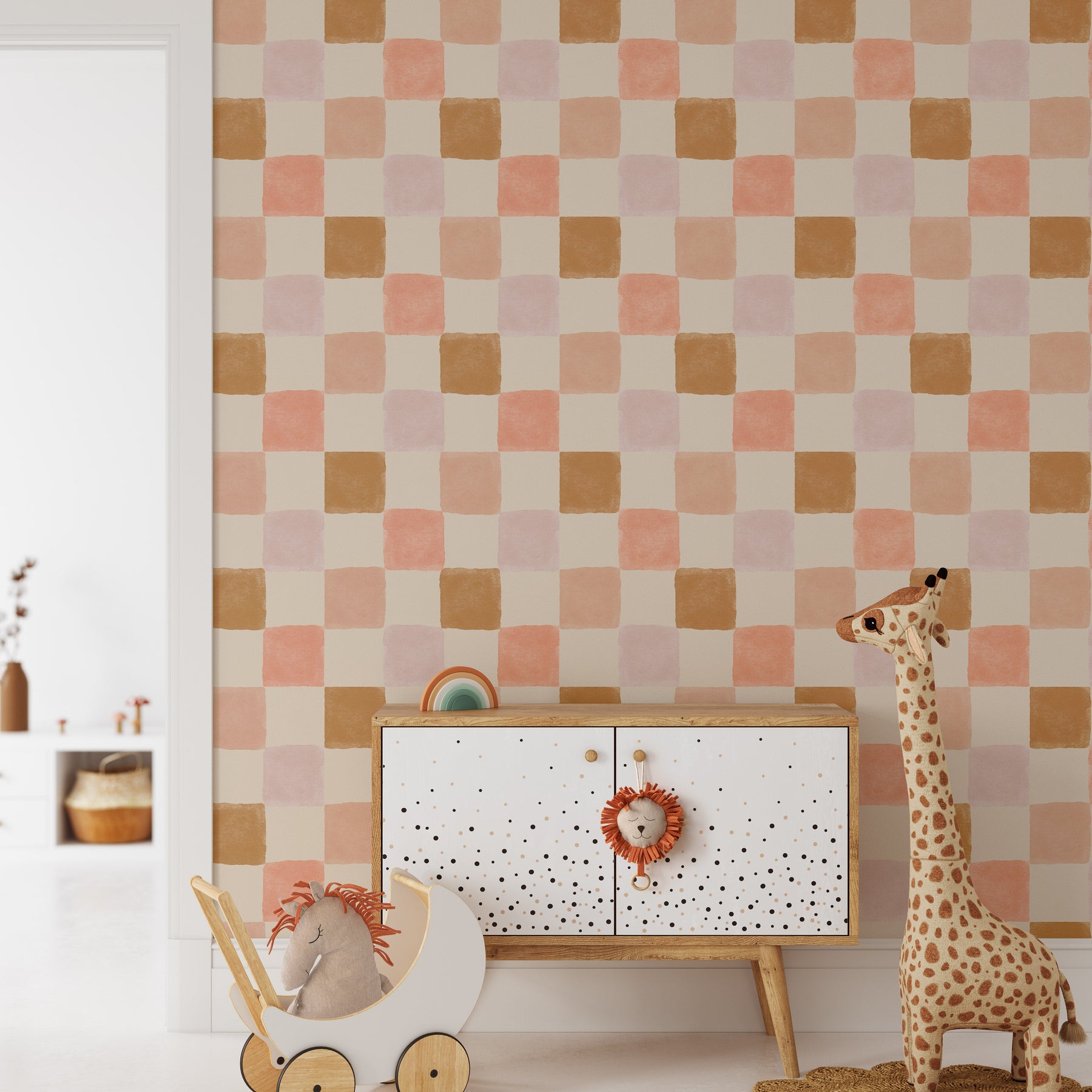 Boho Checkered Wallpaper – Koko Art Shop