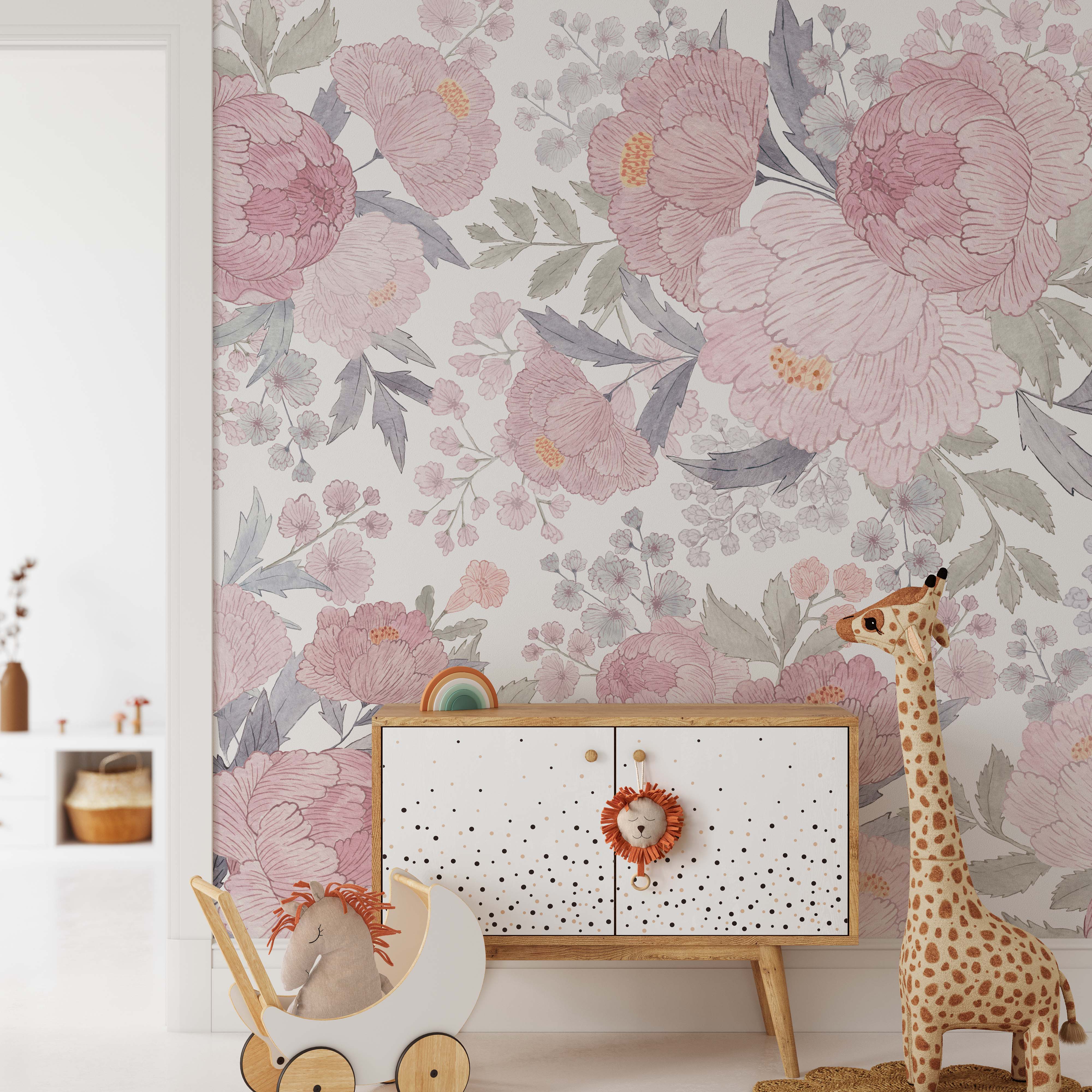 Penelope with Flowers Wallpaper Mural - Studio Exclusive – Koko Art Shop