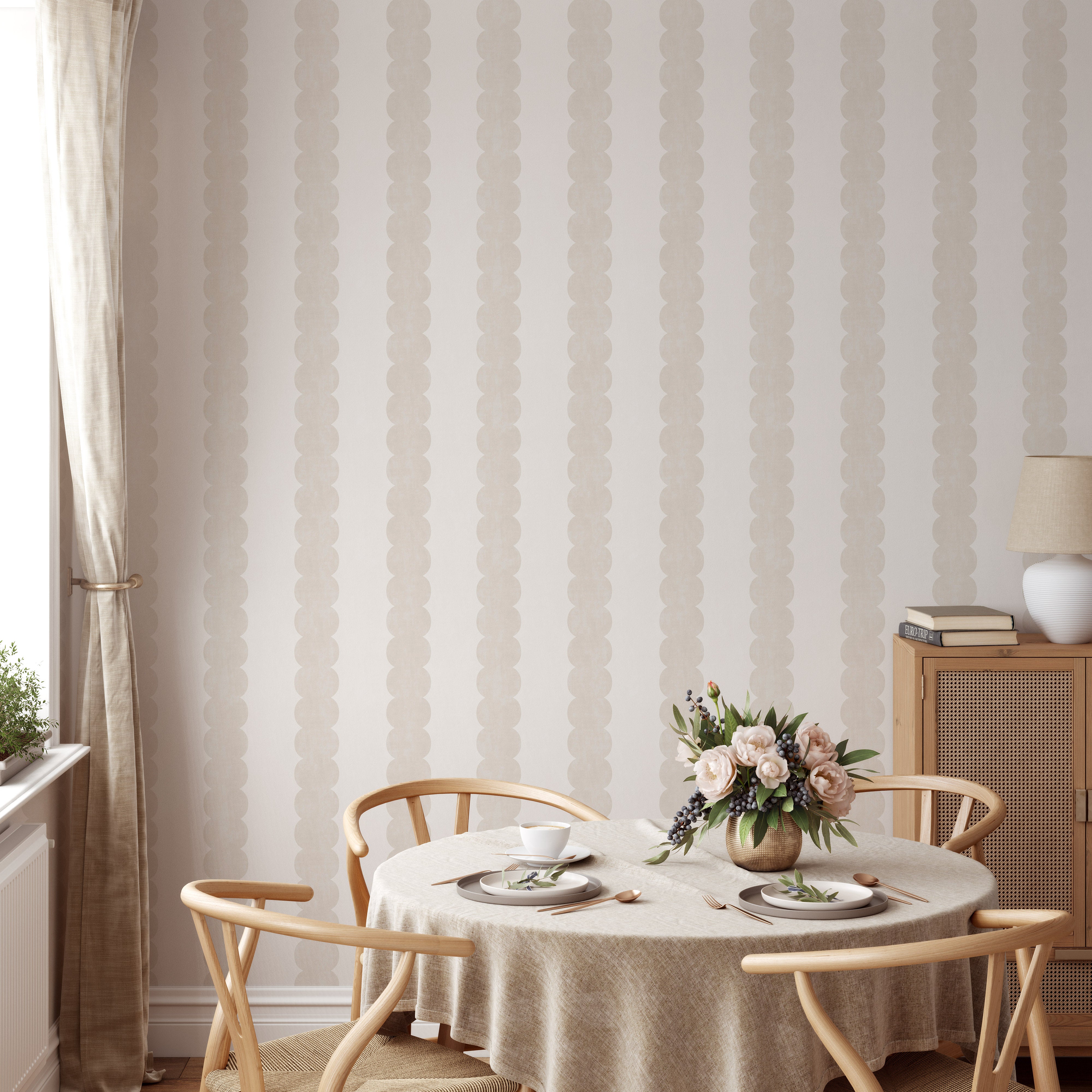 Pebble Column Stripe Wallpaper in Light Beige and Off White – Koko Art Shop