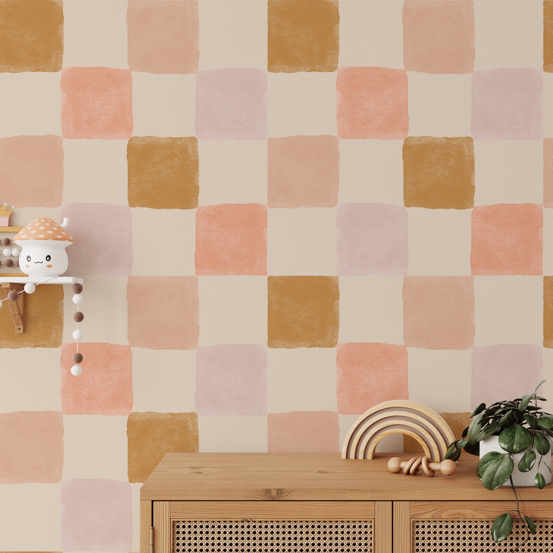 Boho Checkered Wallpaper – Koko Art Shop