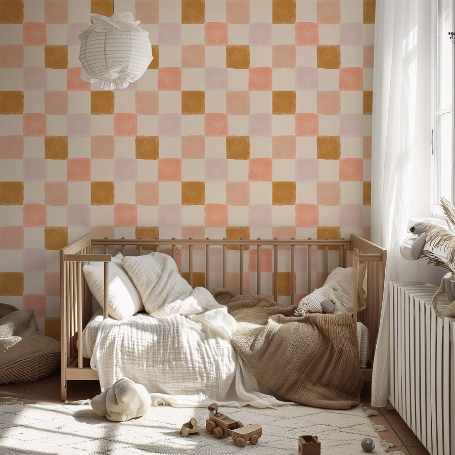 Boho Checkered Wallpaper – Koko Art Shop