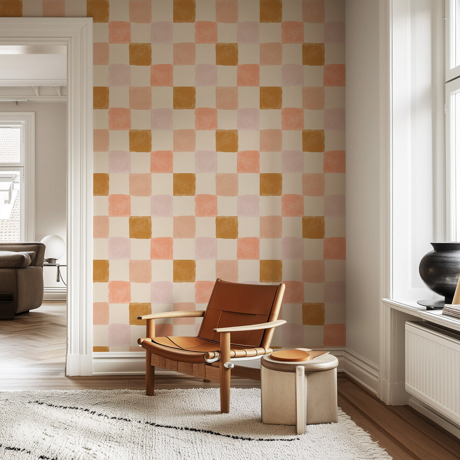 Boho Checkered Wallpaper – Koko Art Shop
