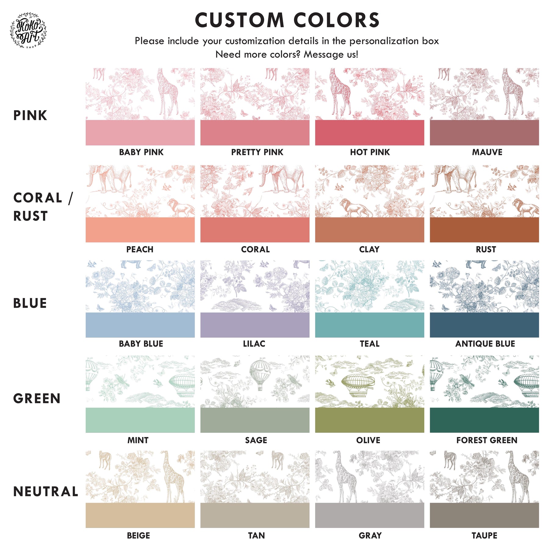 Jungle Toile Mural - Color Baby Pink – Koko Art Shop