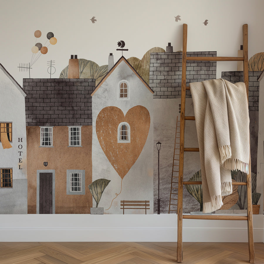 Scandinavian Small Town Wallpaper Mural – Koko Art Shop
