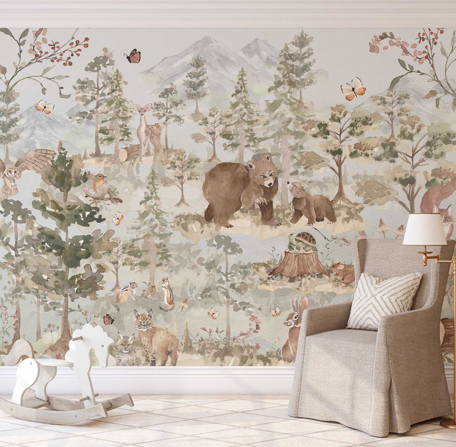 Cute Animals Forest Mural – Koko Art Shop