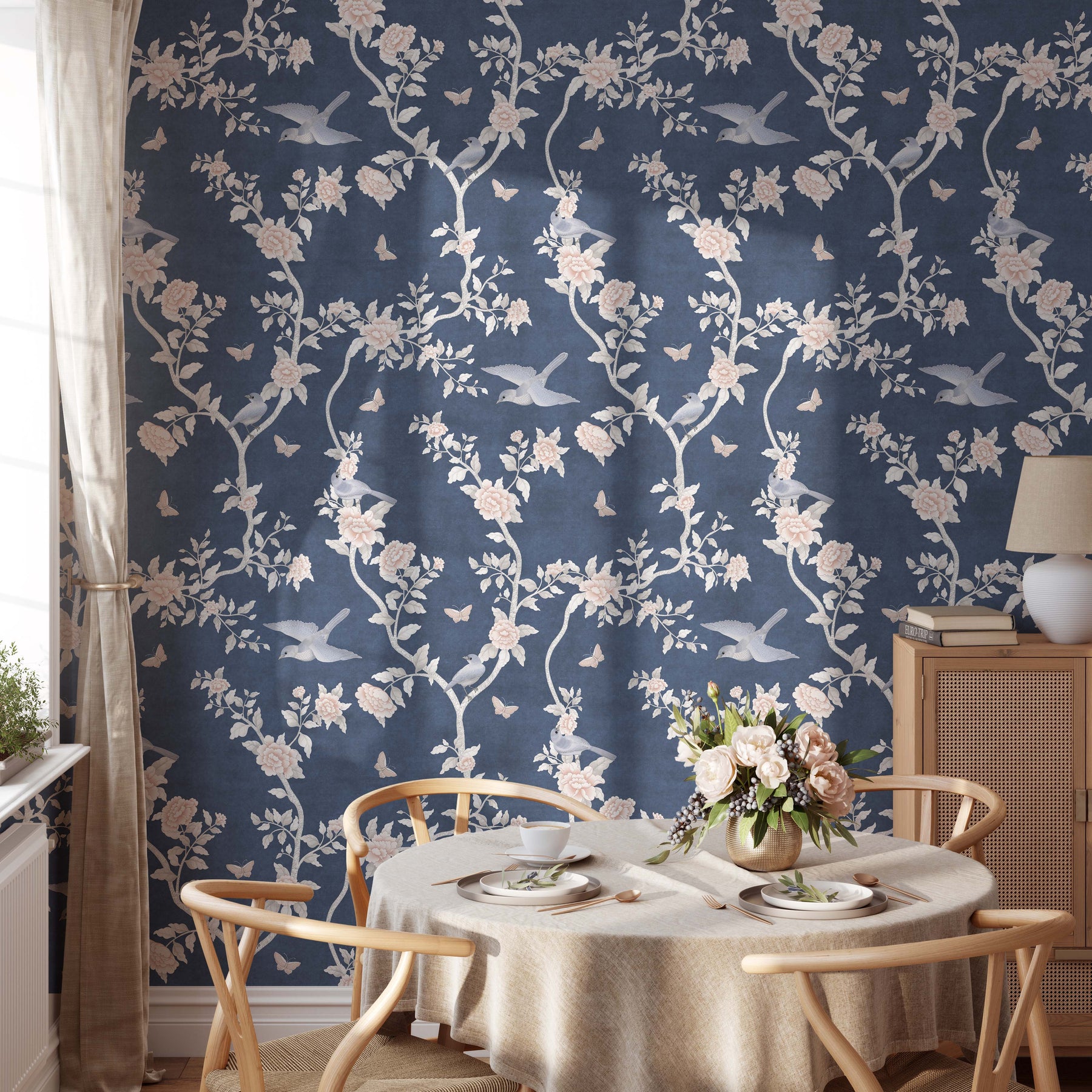 Le Tariche Chinoiserie Mural in Navy Blue - Studio Exclusive – Koko Art ...