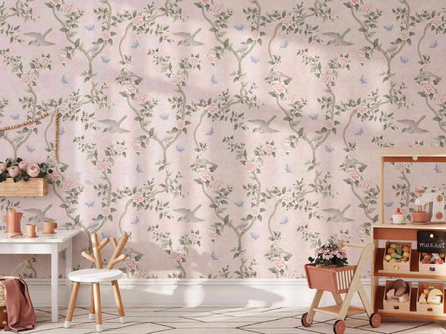 Le Tariche Chinoiserie Mural in Neutral and Pink - Studio Exclusive ...
