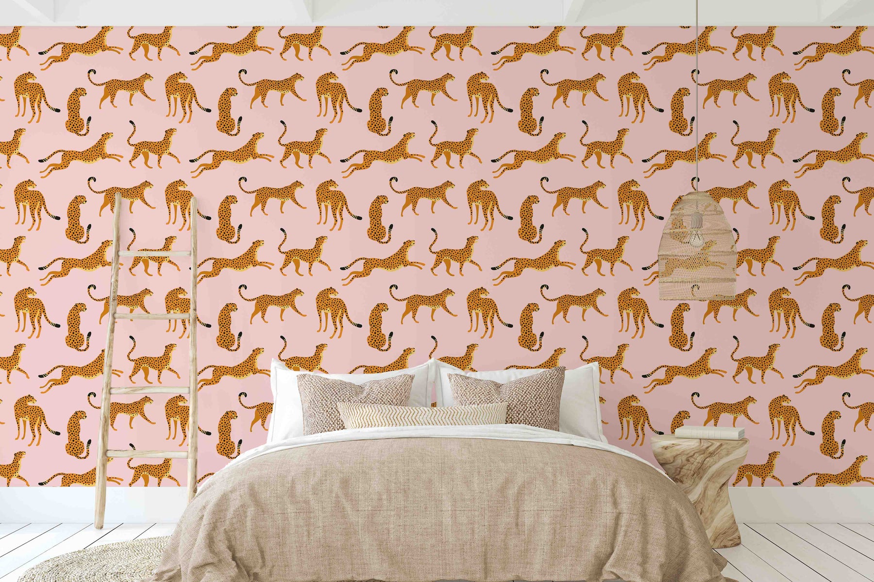 Pink Boho Cheetah Wallpaper – Koko Art Shop