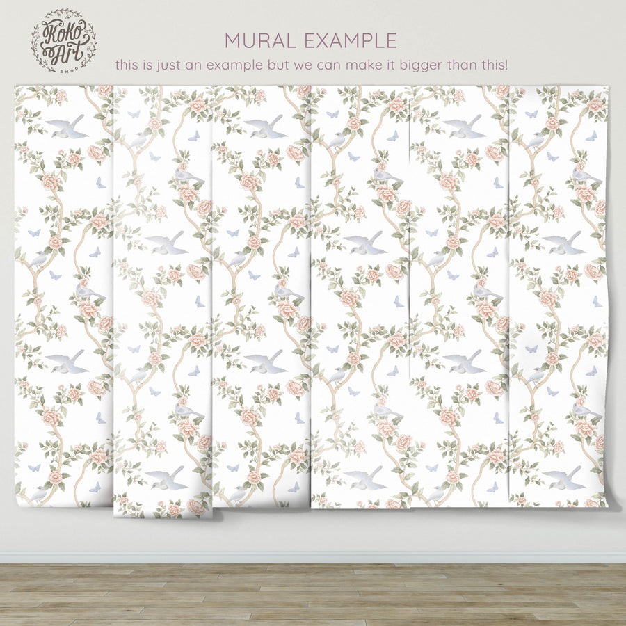 Le Tariche Chinoiserie Mural in Pastels and White – Koko Art Shop