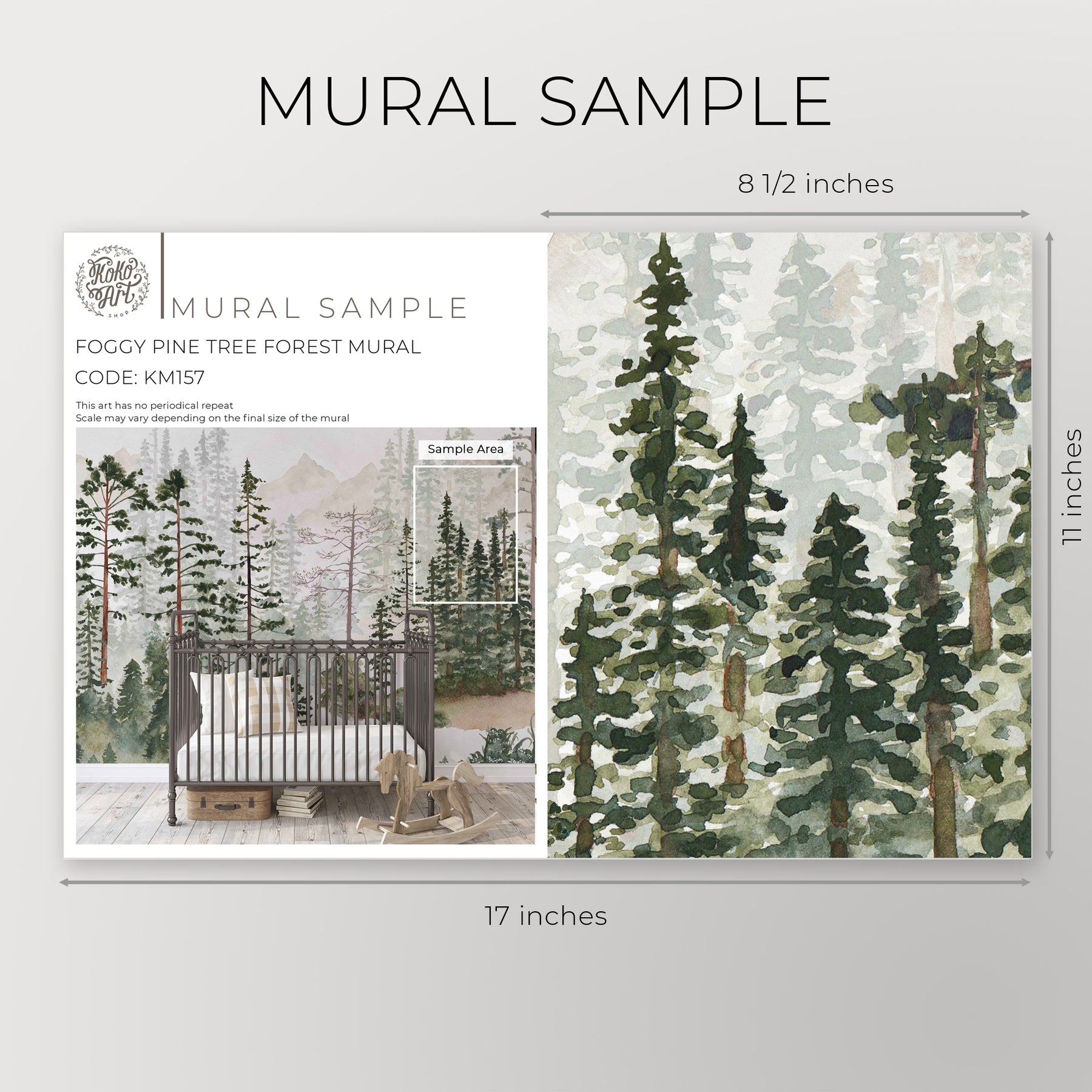 Foggy Pine Tree Forest Mural – Koko Art Shop