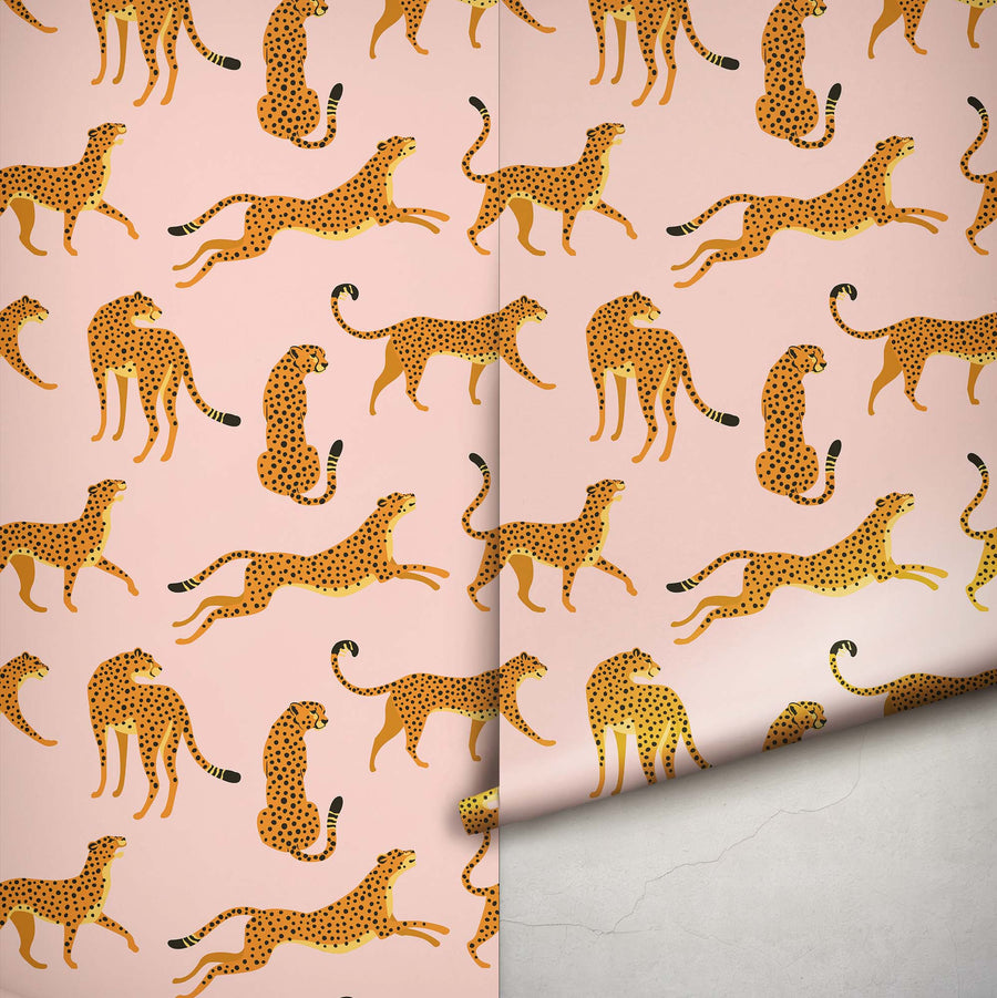 Pink Boho Cheetah Wallpaper – Koko Art Shop